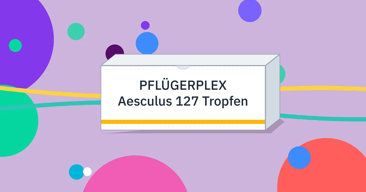Symbolbild: Packung mit der Aufschrift PFLÜGERPLEX Aesculus 127 Tropfen (PZN 04806987) – Verfügbarkeit und Bezug in Apotheken in Frankfurt am Main