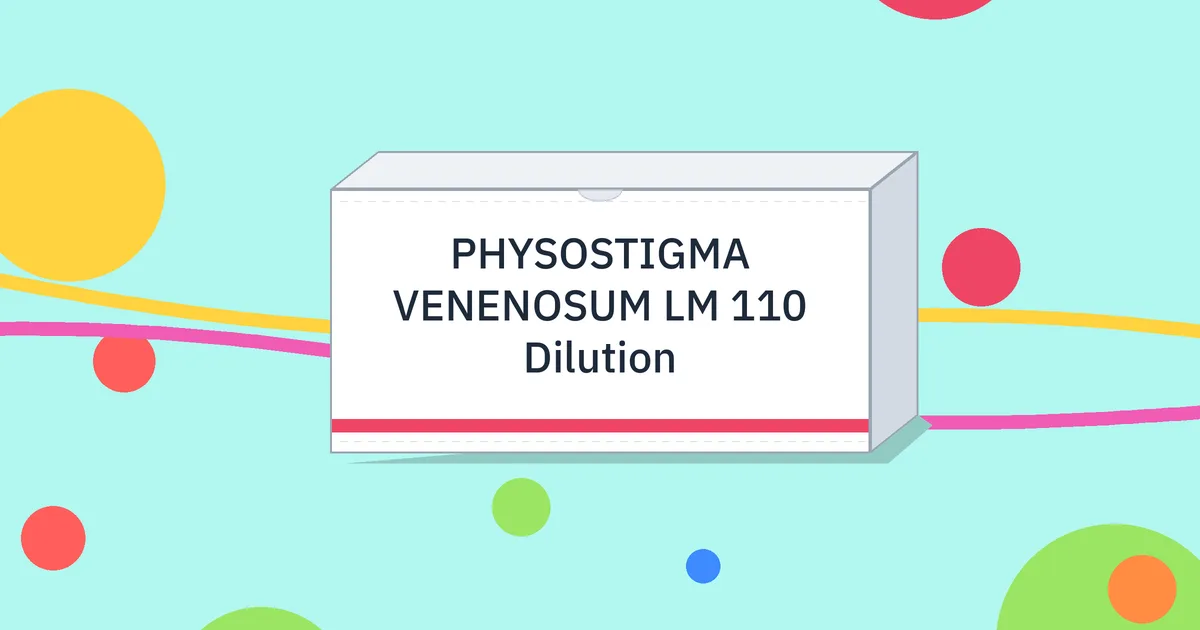 Symbolbild: Packung mit der Aufschrift PHYSOSTIGMA VENENOSUM LM 110 Dilution (PZN 13035649) – Verfügbarkeit und Bezug in Apotheken in Frankfurt am Main