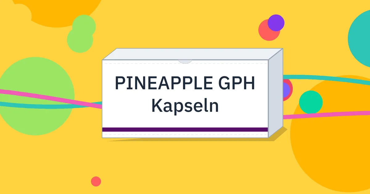 Symbolbild: Packung mit der Aufschrift PINEAPPLE GPH Kapseln (PZN 02568791) – Verfügbarkeit und Bezug in Apotheken in Frankfurt am Main