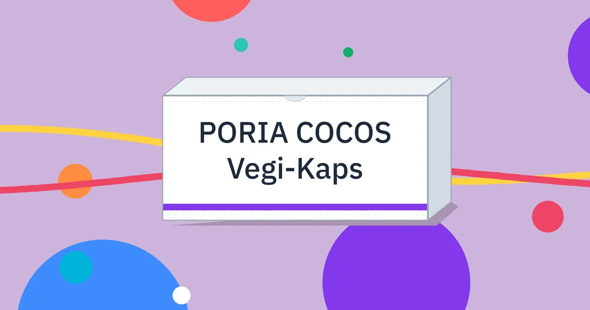 Symbolbild: Packung mit der Aufschrift PORIA COCOS Vegi-Kaps (PZN 05518581) – Verfügbarkeit und Bezug in Apotheken in Frankfurt am Main