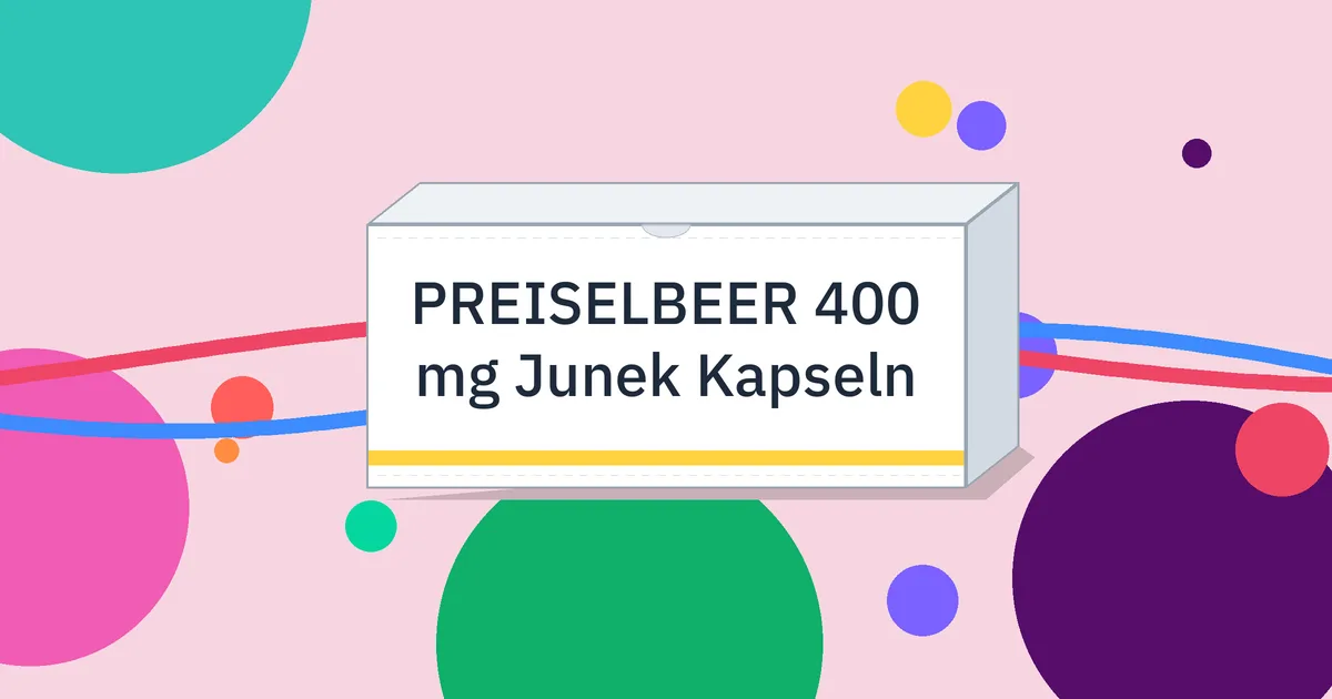 Symbolbild: Packung mit der Aufschrift PREISELBEER 400 mg Junek Kapseln (PZN 00986969) – Verfügbarkeit und Bezug in Apotheken in Frankfurt am Main