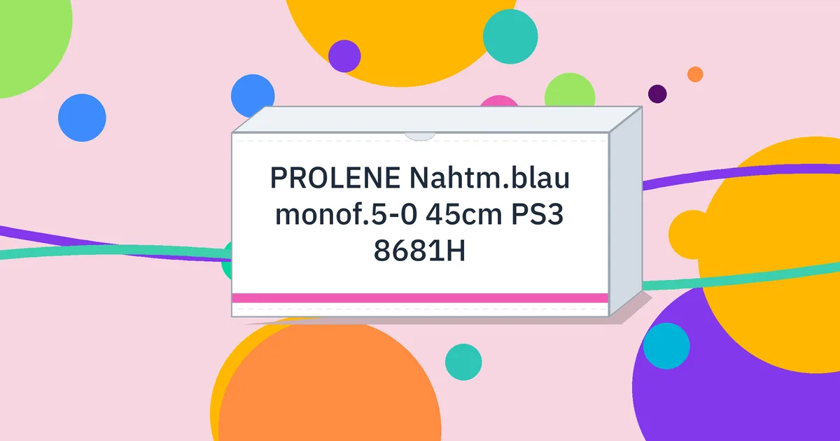 Symbolbild: Packung mit der Aufschrift PROLENE Nahtm.blau monof.5-0 45cm PS3 8681H (PZN 16255877) – Verfügbarkeit und Bezug in Apotheken in Frankfurt am Main