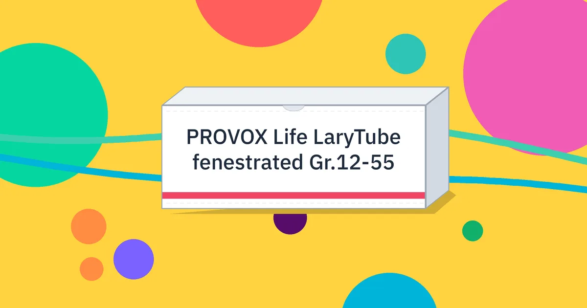 Symbolbild: Packung mit der Aufschrift PROVOX Life LaryTube fenestrated Gr.12-55 (PZN 19625346) – Verfügbarkeit und Bezug in Apotheken in Frankfurt am Main