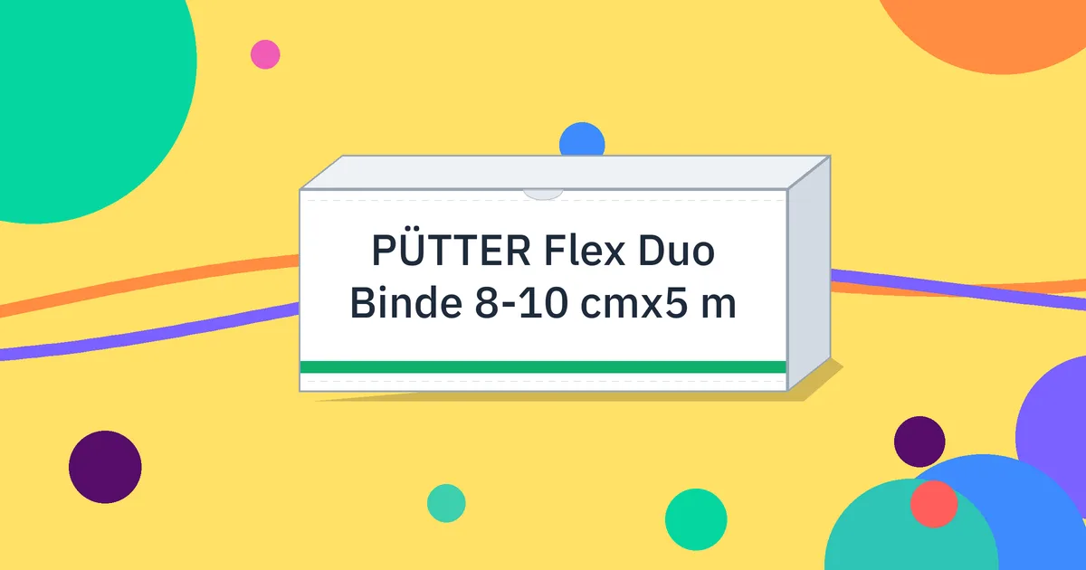 Symbolbild: Packung mit der Aufschrift PÜTTER Flex Duo Binde 8-10 cmx5 m (PZN 06187011) – Verfügbarkeit und Bezug in Apotheken in Frankfurt am Main