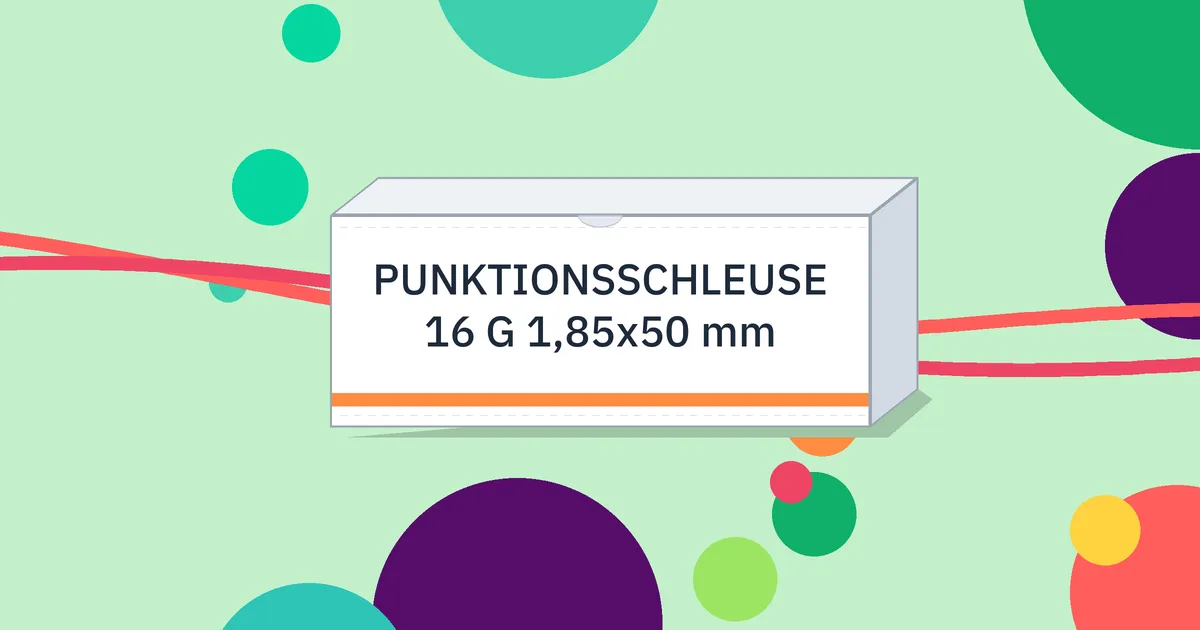 Symbolbild: Packung mit der Aufschrift PUNKTIONSSCHLEUSE 16 G 1,85x50 mm (PZN 20085719) – Verfügbarkeit und Bezug in Apotheken in Frankfurt am Main