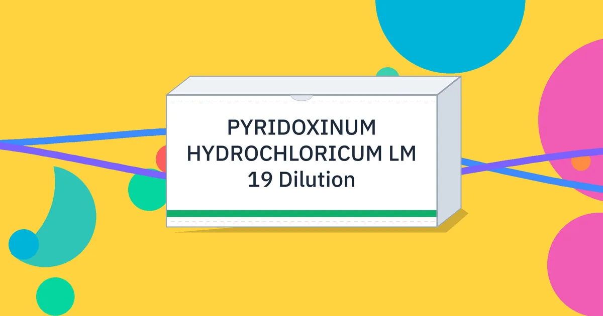 Symbolbild: Packung mit der Aufschrift PYRIDOXINUM HYDROCHLORICUM LM 19 Dilution (PZN 13672327) – Verfügbarkeit und Bezug in Apotheken in Frankfurt am Main