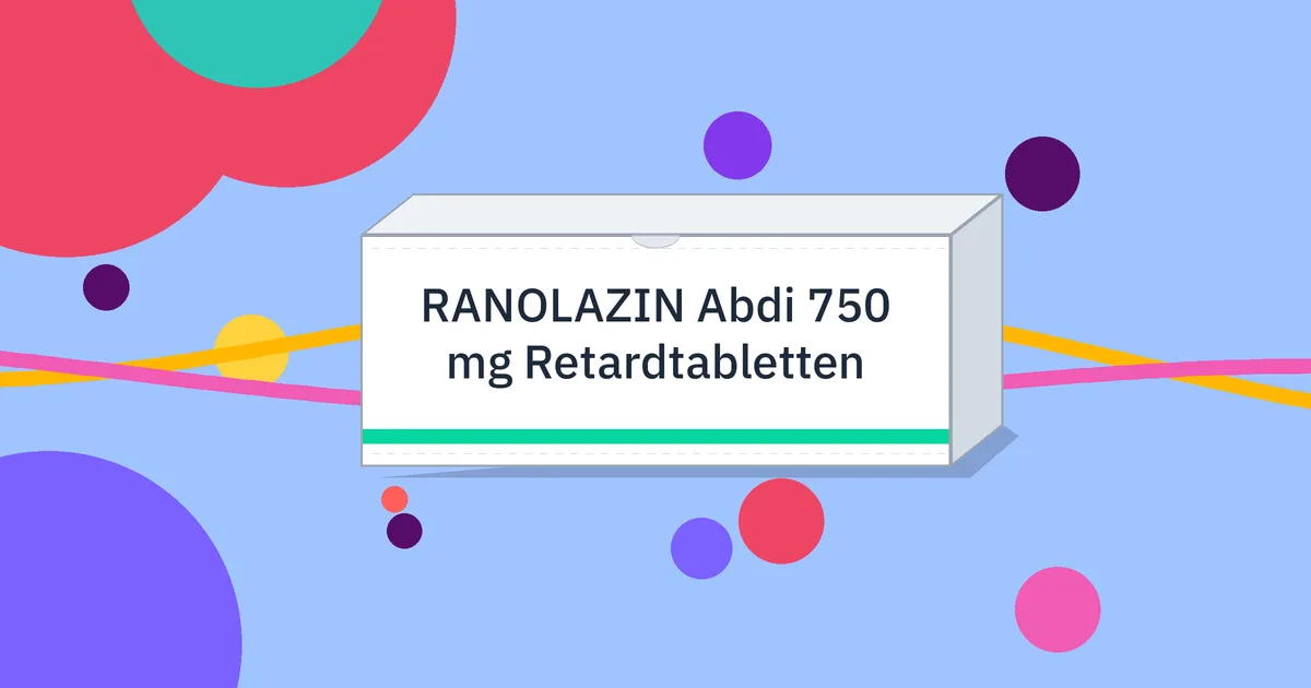 Symbolbild: Packung mit der Aufschrift RANOLAZIN Abdi 750 mg Retardtabletten (PZN 19133092) – Verfügbarkeit und Bezug in Apotheken in Frankfurt am Main