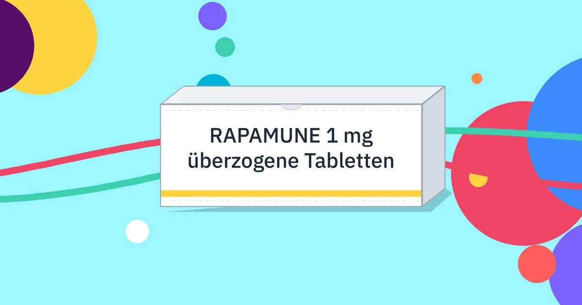 Symbolbild: Packung mit der Aufschrift RAPAMUNE 1 mg überzogene Tabletten (PZN 11284035) – Verfügbarkeit und Bezug in Apotheken in Frankfurt am Main