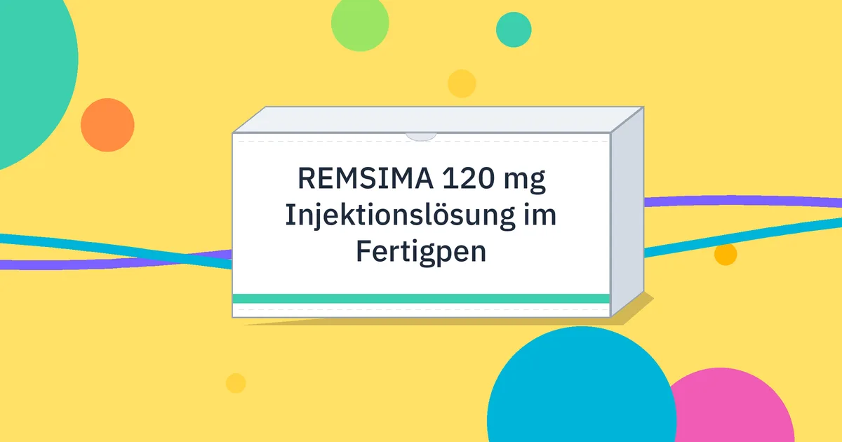 Symbolbild: Packung mit der Aufschrift REMSIMA 120 mg Injektionslösung im Fertigpen (PZN 20201864) – Verfügbarkeit und Bezug in Apotheken in Frankfurt am Main