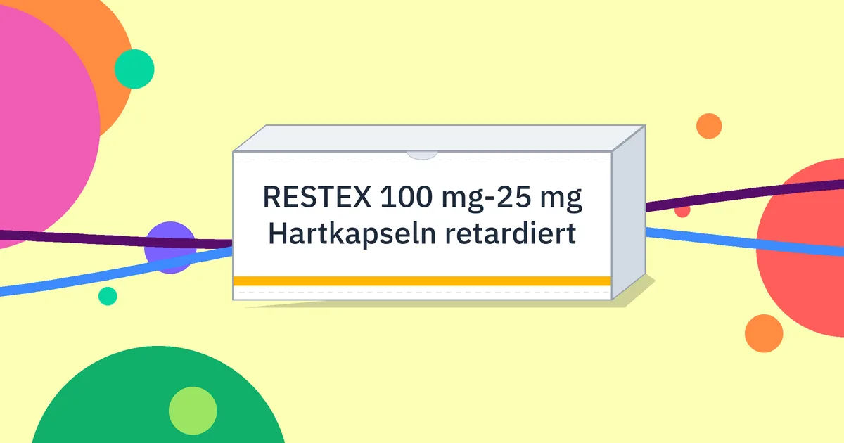 Symbolbild: Packung mit der Aufschrift RESTEX 100 mg-25 mg Hartkapseln retardiert (PZN 15317553) – Verfügbarkeit und Bezug in Apotheken in Frankfurt am Main