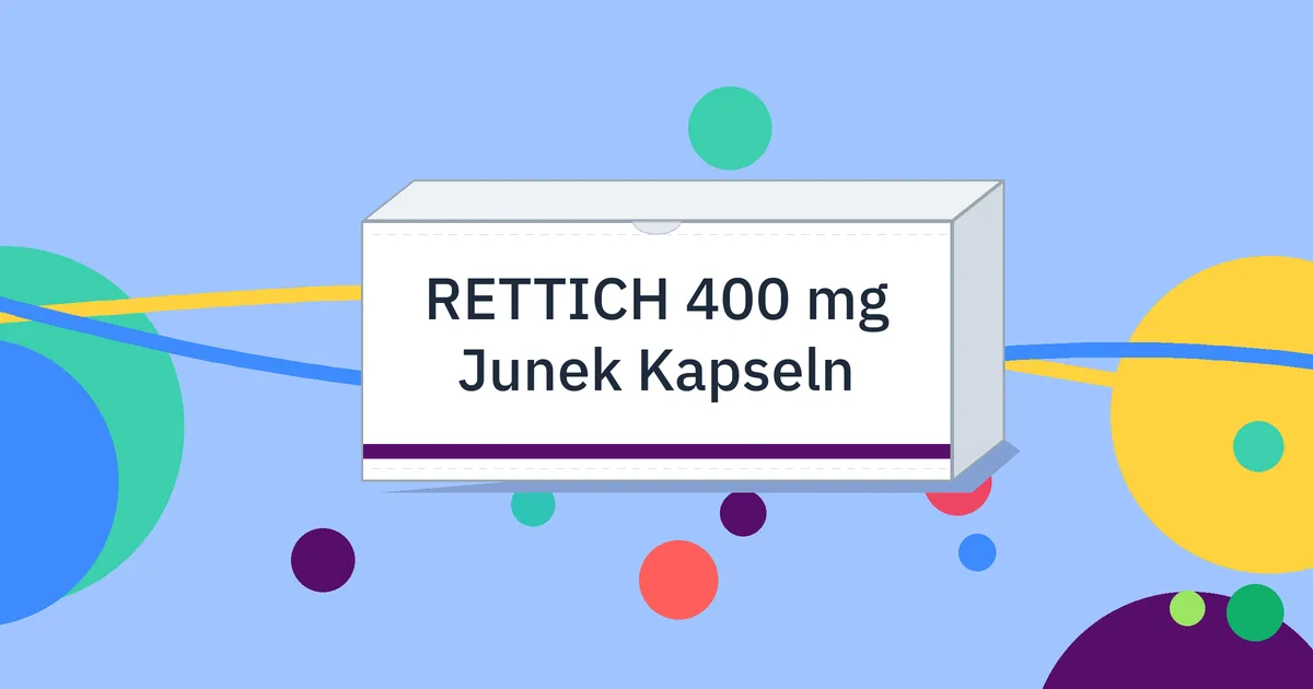 Symbolbild: Packung mit der Aufschrift RETTICH 400 mg Junek Kapseln (PZN 00139086) – Verfügbarkeit und Bezug in Apotheken in Frankfurt am Main