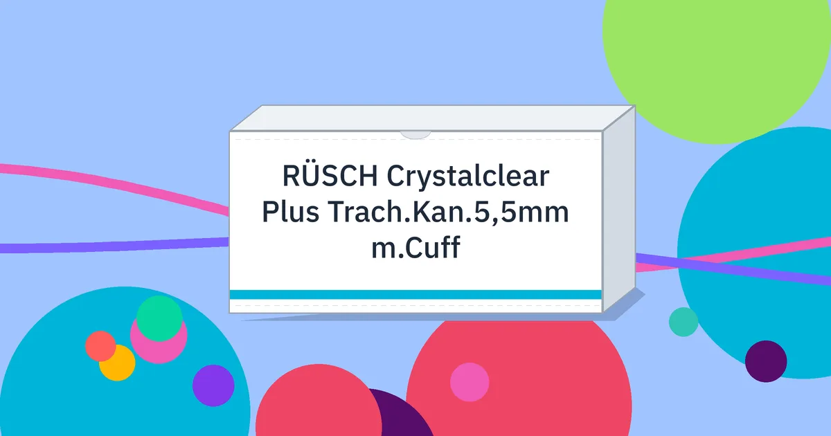 Symbolbild: Packung mit der Aufschrift RÜSCH Crystalclear Plus Trach.Kan.5,5mm m.Cuff (PZN 03431344) – Verfügbarkeit und Bezug in Apotheken in Frankfurt am Main
