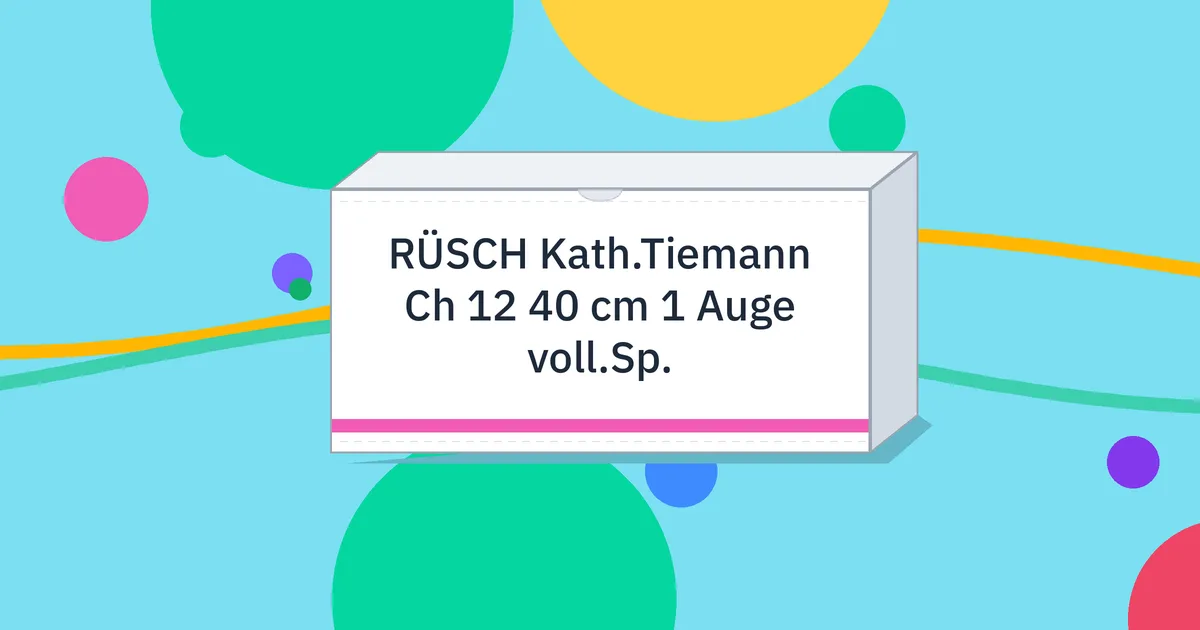 Symbolbild: Packung mit der Aufschrift RÜSCH Kath.Tiemann Ch 12 40 cm 1 Auge voll.Sp. (PZN 11523586) – Verfügbarkeit und Bezug in Apotheken in Frankfurt am Main