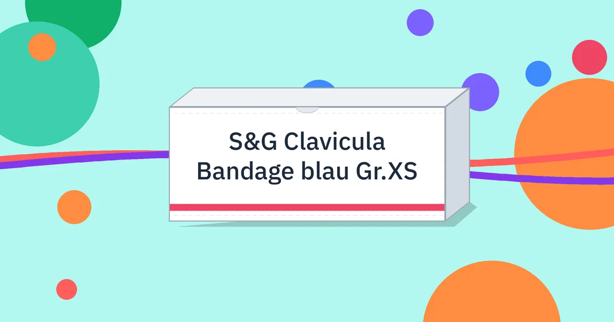 Symbolbild: Packung mit der Aufschrift S&G Clavicula Bandage blau Gr.XS (PZN 05044189) – Verfügbarkeit und Bezug in Apotheken in Frankfurt am Main