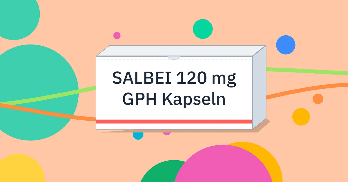 Symbolbild: Packung mit der Aufschrift SALBEI 120 mg GPH Kapseln (PZN 07351004) – Verfügbarkeit und Bezug in Apotheken in Frankfurt am Main