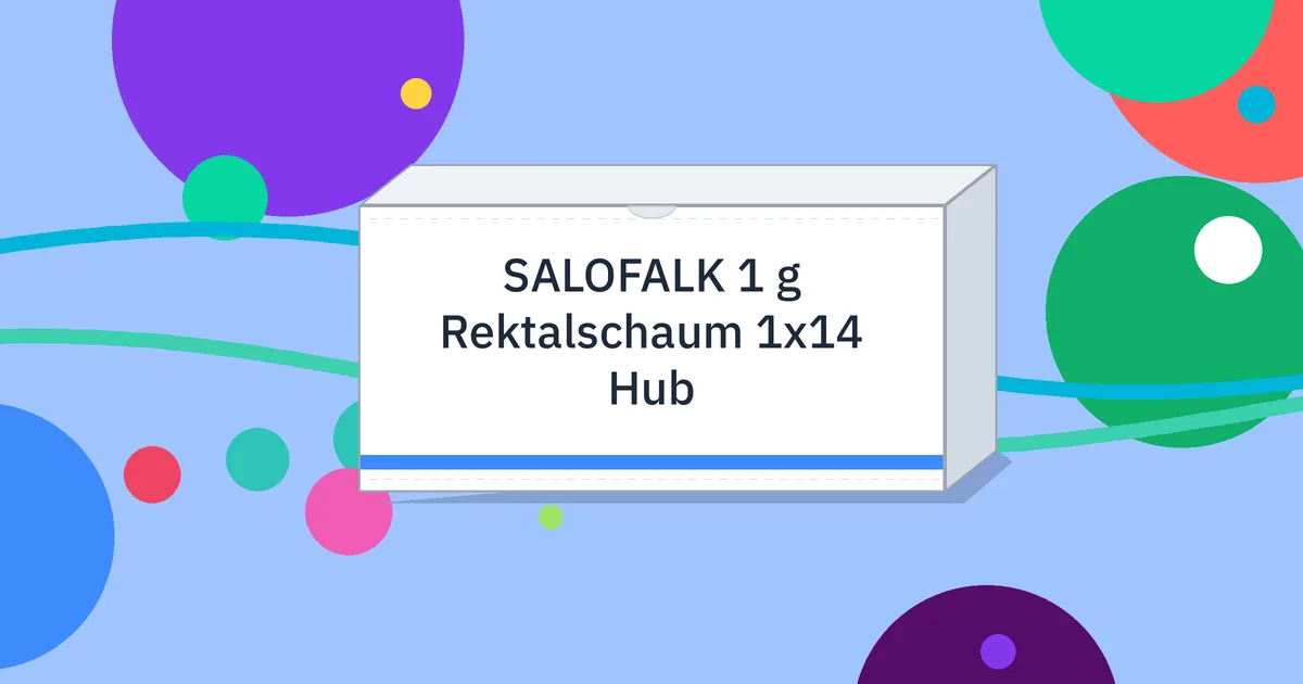 Symbolbild: Packung mit der Aufschrift SALOFALK 1 g Rektalschaum 1x14 Hub (PZN 20032433) – Verfügbarkeit und Bezug in Apotheken in Frankfurt am Main
