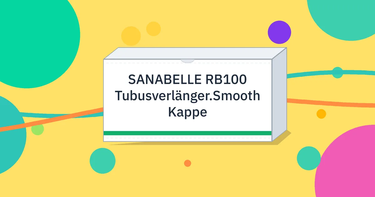 Symbolbild: Packung mit der Aufschrift SANABELLE RB100 Tubusverlänger.Smooth Kappe (PZN 08818295) – Verfügbarkeit und Bezug in Apotheken in Frankfurt am Main