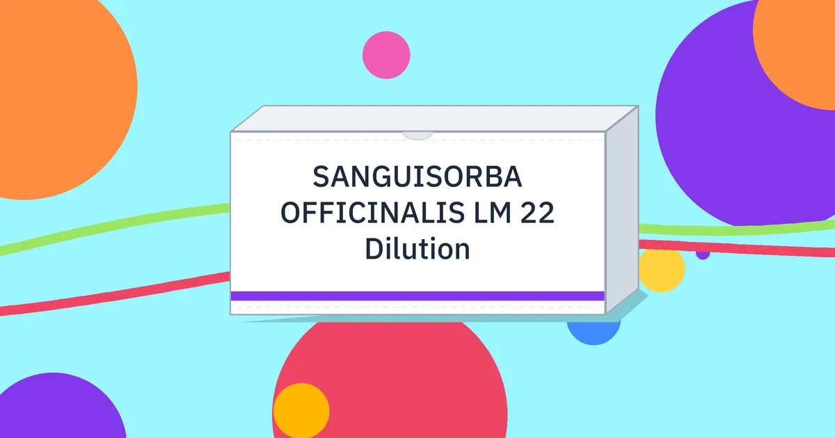 Symbolbild: Packung mit der Aufschrift SANGUISORBA OFFICINALIS LM 22 Dilution (PZN 13683650) – Verfügbarkeit und Bezug in Apotheken in Frankfurt am Main
