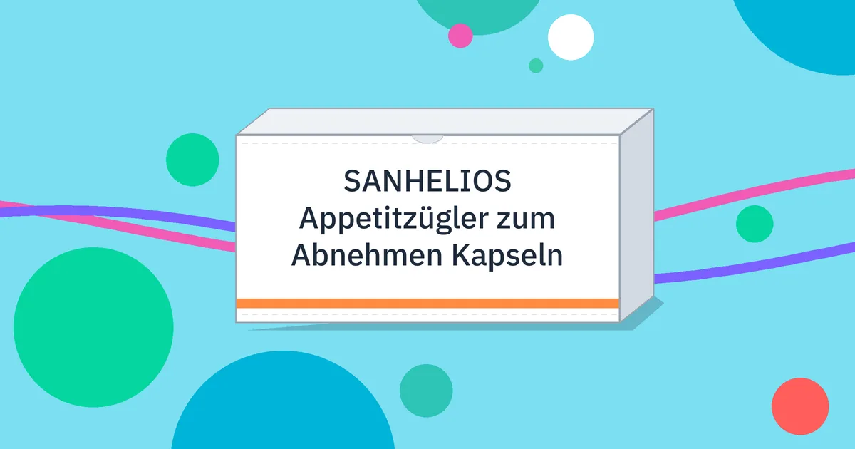 Symbolbild: Packung mit der Aufschrift SANHELIOS Appetitzügler zum Abnehmen Kapseln (PZN 16389081) – Verfügbarkeit und Bezug in Apotheken in Frankfurt am Main