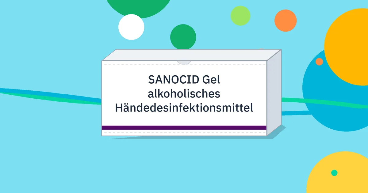 Symbolbild: Packung mit der Aufschrift SANOCID Gel alkoholisches Händedesinfektionsmittel (PZN 09096473) – Verfügbarkeit und Bezug in Apotheken in Frankfurt am Main