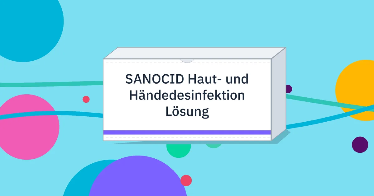Symbolbild: Packung mit der Aufschrift SANOCID Haut- und Händedesinfektion Lösung (PZN 17204592) – Verfügbarkeit und Bezug in Apotheken in Frankfurt am Main
