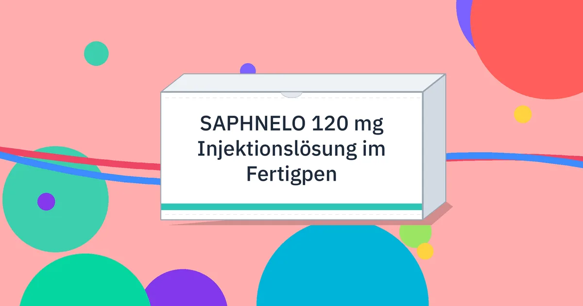 Symbolbild: Packung mit der Aufschrift SAPHNELO 120 mg Injektionslösung im Fertigpen (PZN 20192786) – Verfügbarkeit und Bezug in Apotheken in Frankfurt am Main
