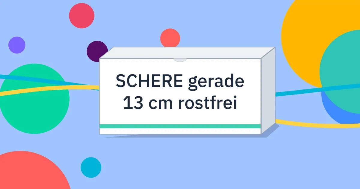 Symbolbild: Packung mit der Aufschrift SCHERE gerade 13 cm rostfrei (PZN 01735904) – Verfügbarkeit und Bezug in Apotheken in Frankfurt am Main