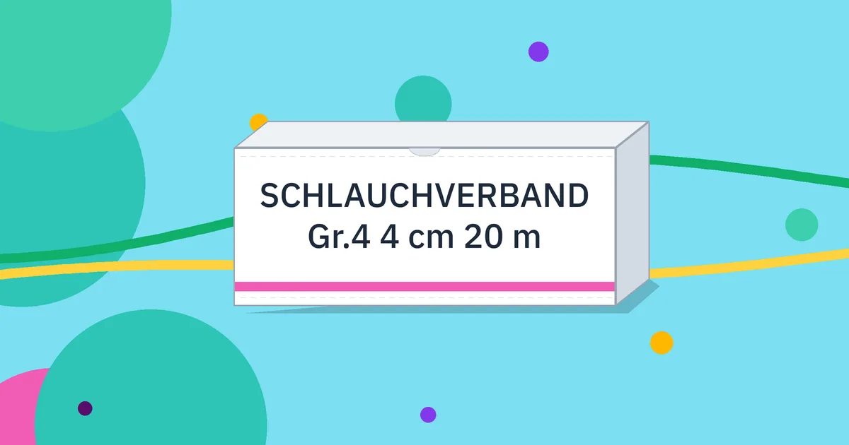 Symbolbild: Packung mit der Aufschrift SCHLAUCHVERBAND Gr.4 4 cm 20 m (PZN 08822316) – Verfügbarkeit und Bezug in Apotheken in Frankfurt am Main