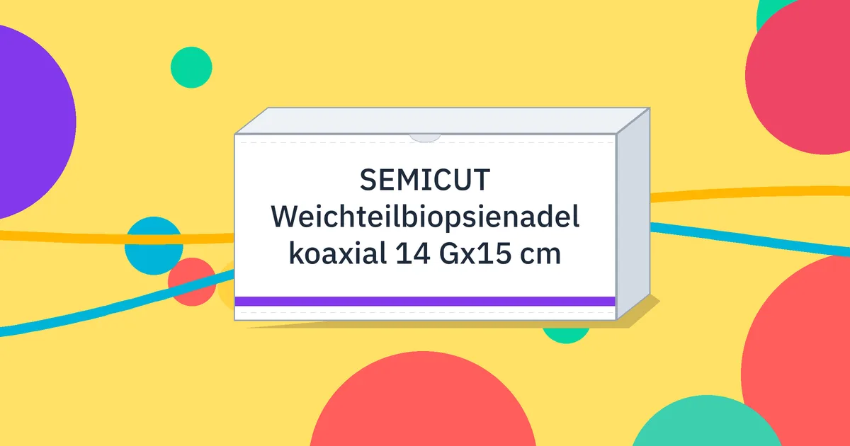 Symbolbild: Packung mit der Aufschrift SEMICUT Weichteilbiopsienadel koaxial 14 Gx15 cm (PZN 19736040) – Verfügbarkeit und Bezug in Apotheken in Frankfurt am Main