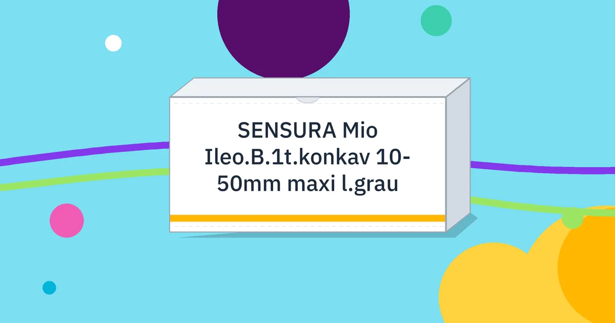 Symbolbild: Packung mit der Aufschrift SENSURA Mio Ileo.B.1t.konkav 10-50mm maxi l.grau (PZN 12548111) – Verfügbarkeit und Bezug in Apotheken in Frankfurt am Main