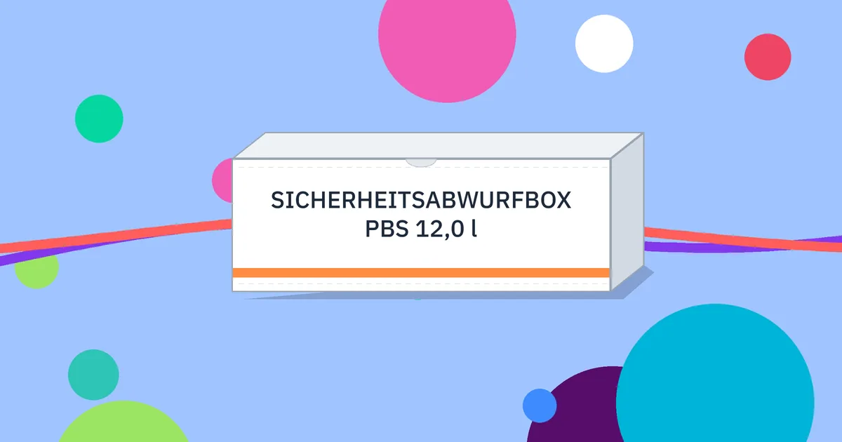 Symbolbild: Packung mit der Aufschrift SICHERHEITSABWURFBOX PBS 12,0 l (PZN 09106929) – Verfügbarkeit und Bezug in Apotheken in Frankfurt am Main