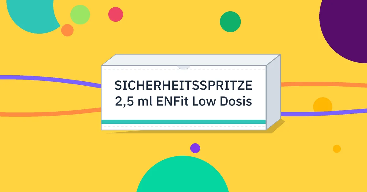 Symbolbild: Packung mit der Aufschrift SICHERHEITSSPRITZE 2,5 ml ENFit Low Dosis (PZN 19527193) – Verfügbarkeit und Bezug in Apotheken in Frankfurt am Main