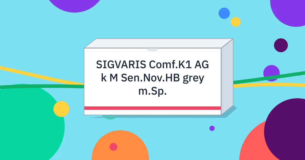 Symbolbild: Packung mit der Aufschrift SIGVARIS Comf.K1 AG k M Sen.Nov.HB grey m.Sp. (PZN 17100875) – Verfügbarkeit und Bezug in Apotheken in Frankfurt am Main