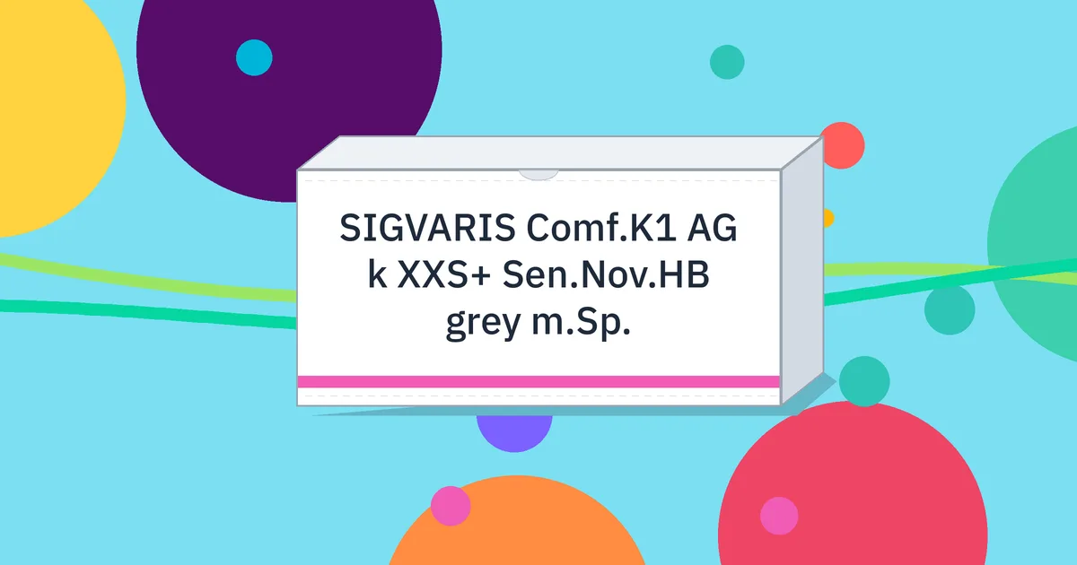 Symbolbild: Packung mit der Aufschrift SIGVARIS Comf.K1 AG k XXS+ Sen.Nov.HB grey m.Sp. (PZN 17100964) – Verfügbarkeit und Bezug in Apotheken in Frankfurt am Main