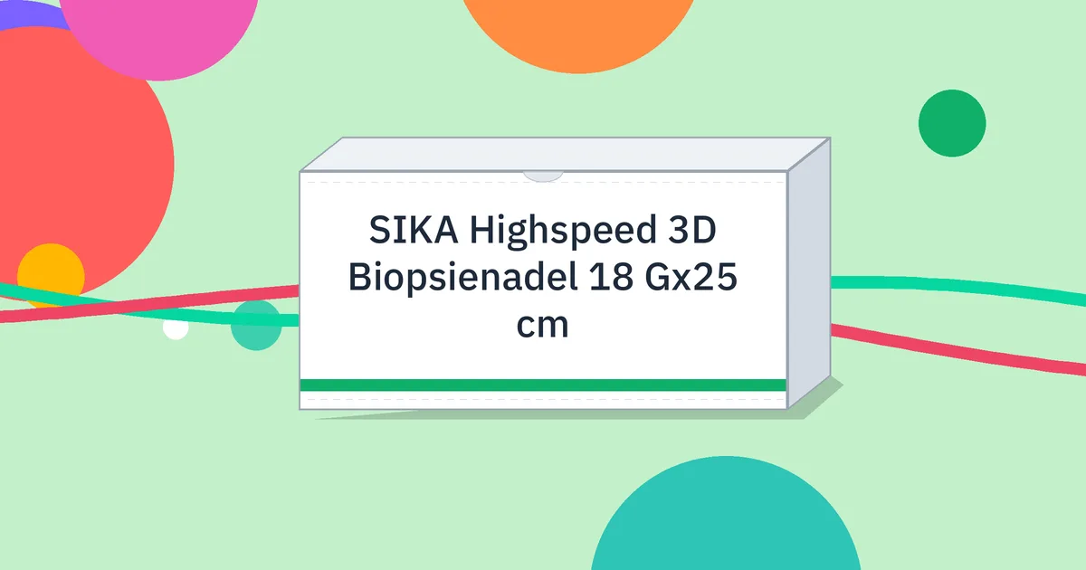 Symbolbild: Packung mit der Aufschrift SIKA Highspeed 3D Biopsienadel 18 Gx25 cm (PZN 20272539) – Verfügbarkeit und Bezug in Apotheken in Frankfurt am Main