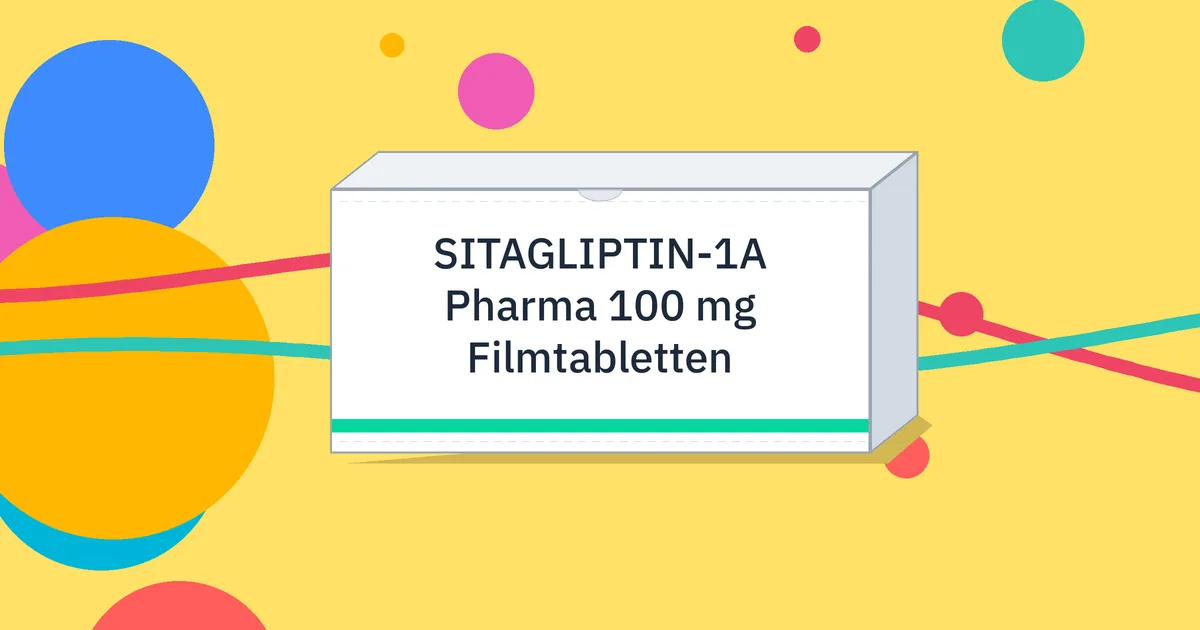 Symbolbild: Packung mit der Aufschrift SITAGLIPTIN-1A Pharma 100 mg Filmtabletten (PZN 17816272) – Verfügbarkeit und Bezug in Apotheken in Frankfurt am Main