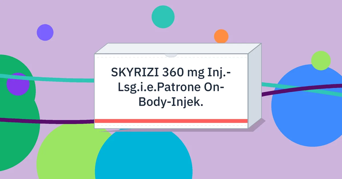 Symbolbild: Packung mit der Aufschrift SKYRIZI 360 mg Inj.-Lsg.i.e.Patrone On-Body-Injek. (PZN 19495205) – Verfügbarkeit und Bezug in Apotheken in Frankfurt am Main