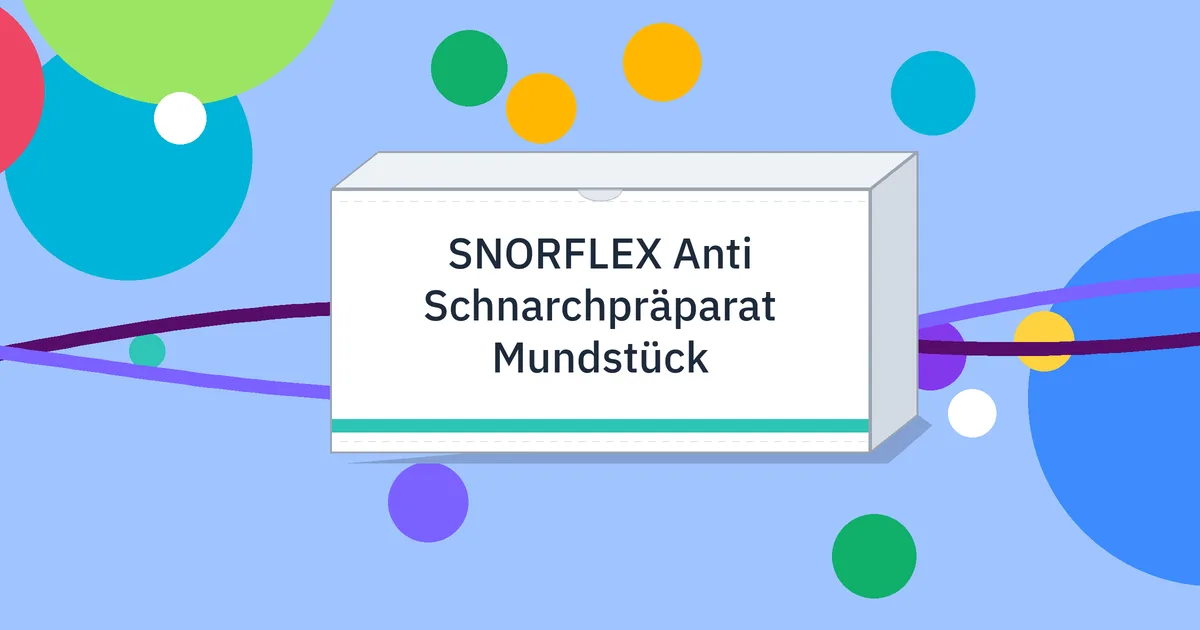 Symbolbild: Packung mit der Aufschrift SNORFLEX Anti Schnarchpräparat Mundstück (PZN 00188475) – Verfügbarkeit und Bezug in Apotheken in Frankfurt am Main