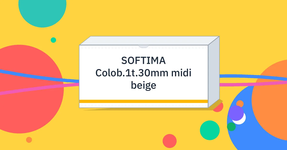 Symbolbild: Packung mit der Aufschrift SOFTIMA Colob.1t.30mm midi beige (PZN 17953371) – Verfügbarkeit und Bezug in Apotheken in Frankfurt am Main