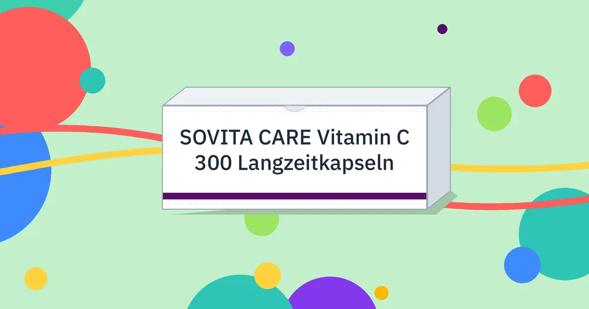 Symbolbild: Packung mit der Aufschrift SOVITA CARE Vitamin C 300 Langzeitkapseln (PZN 10065443) – Verfügbarkeit und Bezug in Apotheken in Frankfurt am Main