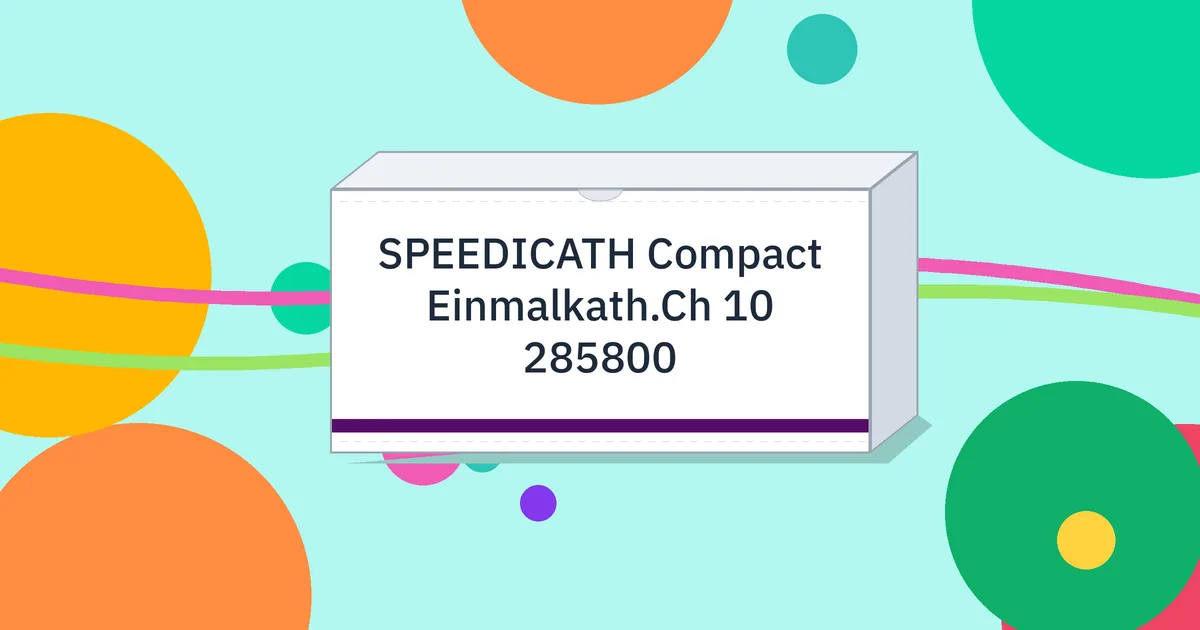 Symbolbild: Packung mit der Aufschrift SPEEDICATH Compact Einmalkath.Ch 10 285800 (PZN 04244822) – Verfügbarkeit und Bezug in Apotheken in Frankfurt am Main