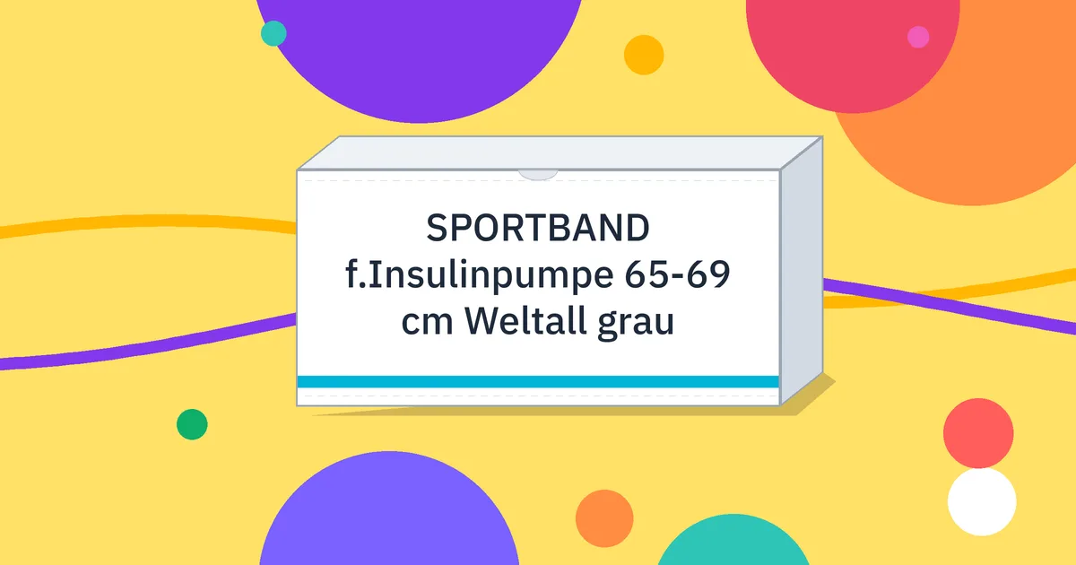 Symbolbild: Packung mit der Aufschrift SPORTBAND f.Insulinpumpe 65-69 cm Weltall grau (PZN 13915764) – Verfügbarkeit und Bezug in Apotheken in Frankfurt am Main