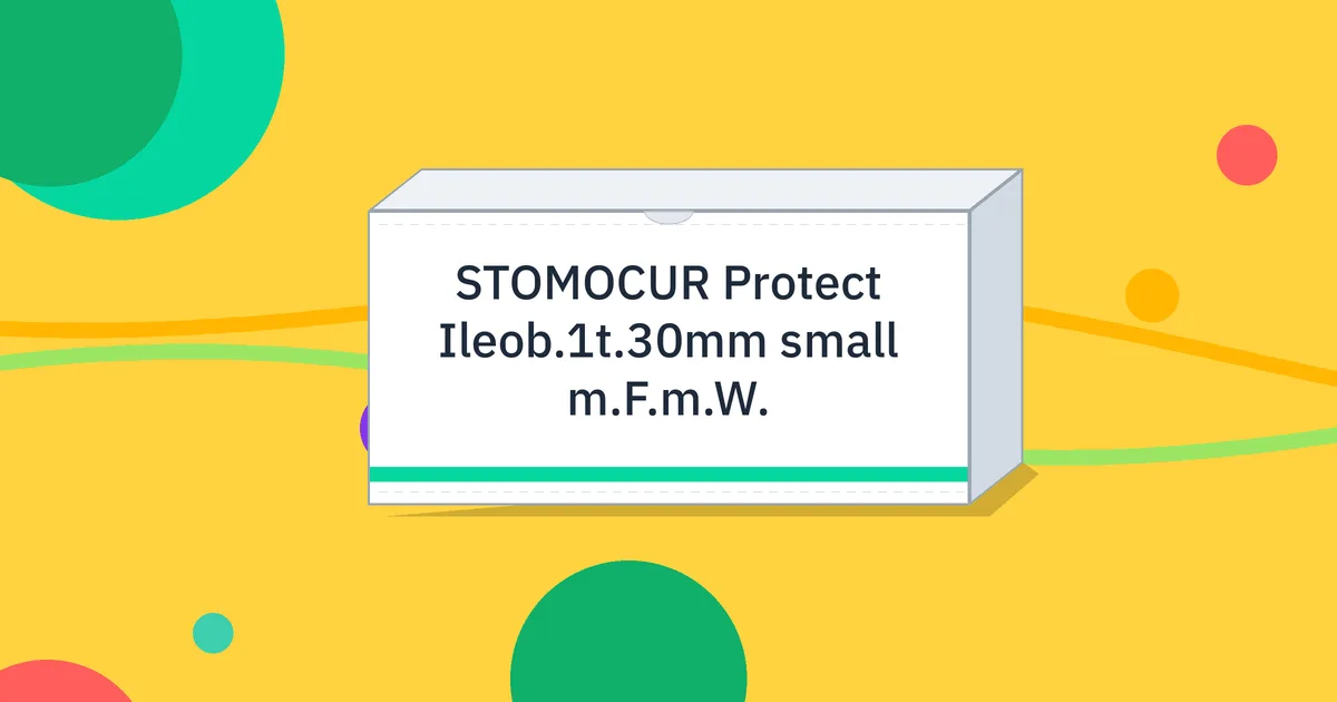 Symbolbild: Packung mit der Aufschrift STOMOCUR Protect Ileob.1t.30mm small m.F.m.W. (PZN 17551307) – Verfügbarkeit und Bezug in Apotheken in Frankfurt am Main