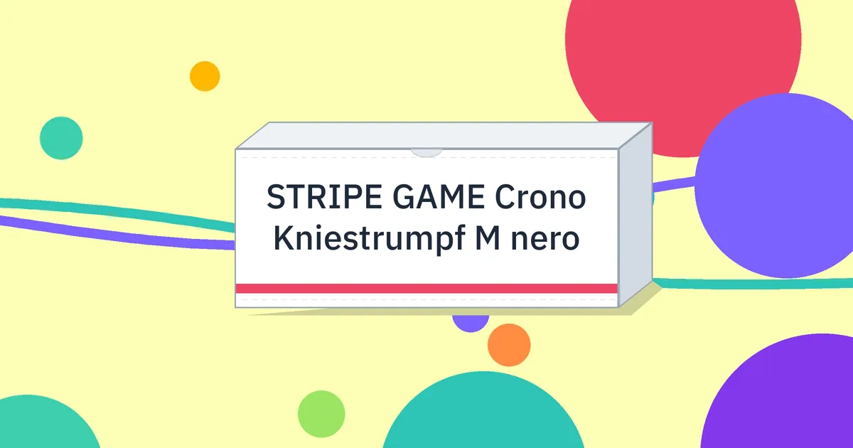 Symbolbild: Packung mit der Aufschrift STRIPE GAME Crono Kniestrumpf M nero (PZN 20719905) – Verfügbarkeit und Bezug in Apotheken in Frankfurt am Main