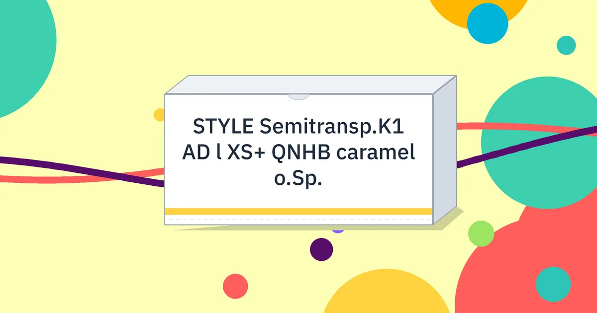 Symbolbild: Packung mit der Aufschrift STYLE Semitransp.K1 AD l XS+ QNHB caramel o.Sp. (PZN 18869431) – Verfügbarkeit und Bezug in Apotheken in Frankfurt am Main