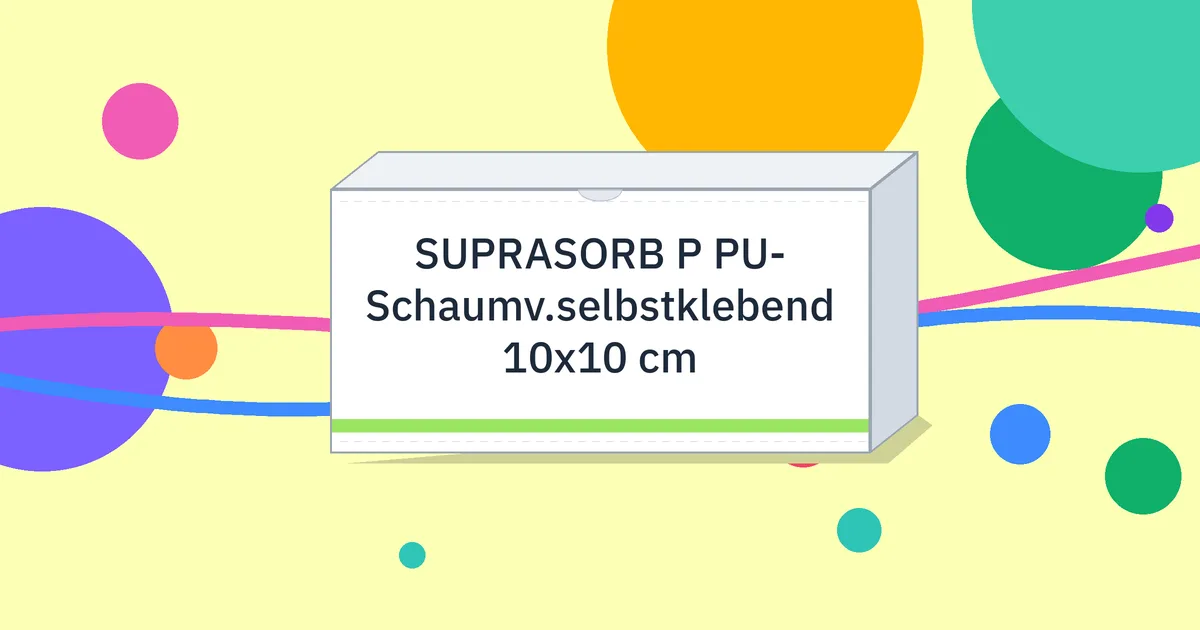 Symbolbild: Packung mit der Aufschrift SUPRASORB P PU-Schaumv.selbstklebend 10x10 cm (PZN 14258618) – Verfügbarkeit und Bezug in Apotheken in Frankfurt am Main