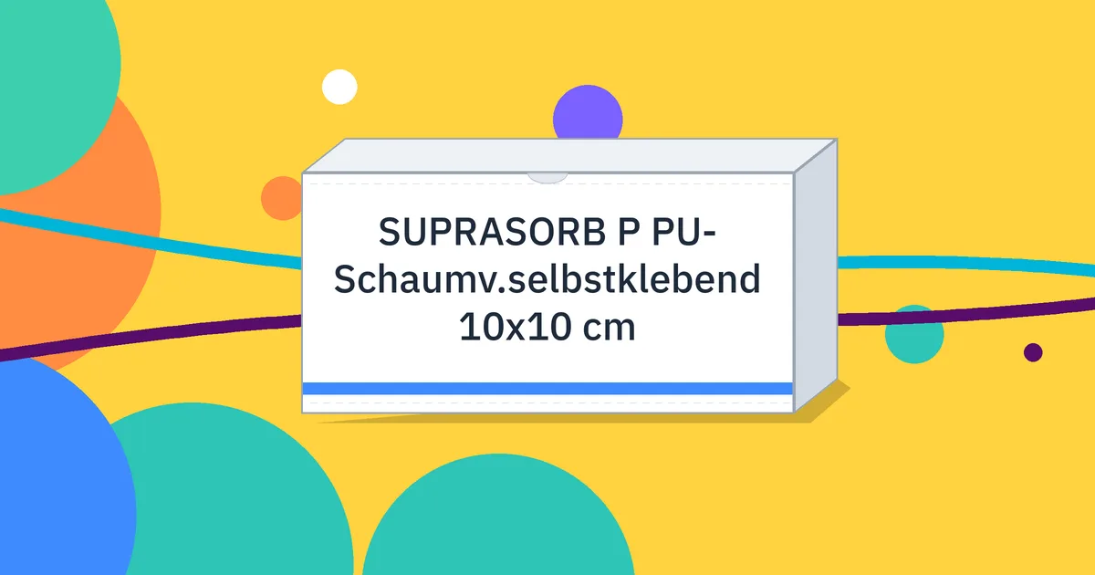 Symbolbild: Packung mit der Aufschrift SUPRASORB P PU-Schaumv.selbstklebend 10x10 cm (PZN 15572481) – Verfügbarkeit und Bezug in Apotheken in Frankfurt am Main