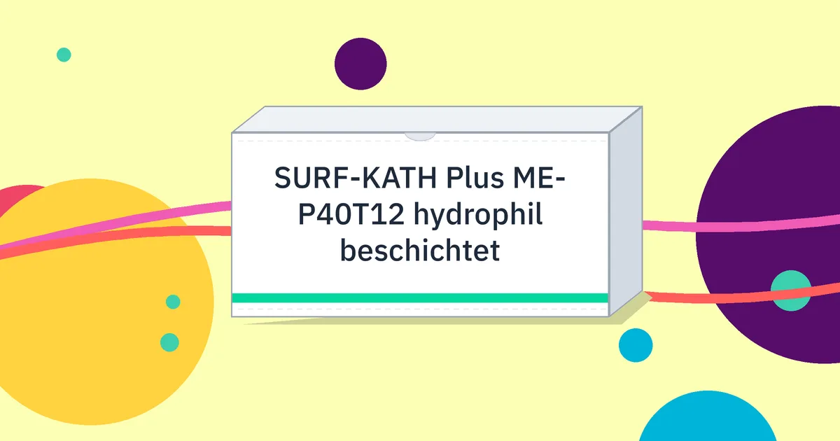 Symbolbild: Packung mit der Aufschrift SURF-KATH Plus ME-P40T12 hydrophil beschichtet (PZN 05737136) – Verfügbarkeit und Bezug in Apotheken in Frankfurt am Main