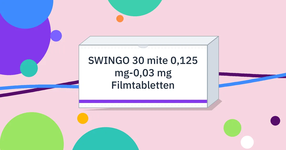 Symbolbild: Packung mit der Aufschrift SWINGO 30 mite 0,125 mg-0,03 mg Filmtabletten (PZN 10750989) – Verfügbarkeit und Bezug in Apotheken in Frankfurt am Main