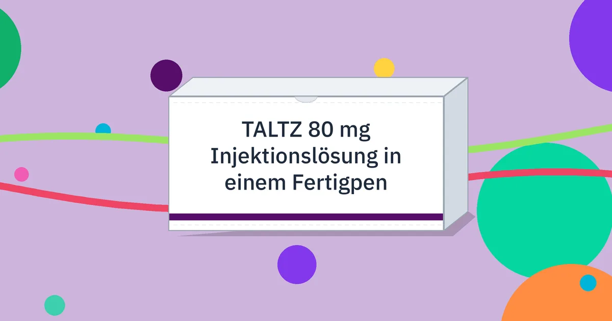 Symbolbild: Packung mit der Aufschrift TALTZ 80 mg Injektionslösung in einem Fertigpen (PZN 13588124) – Verfügbarkeit und Bezug in Apotheken in Frankfurt am Main
